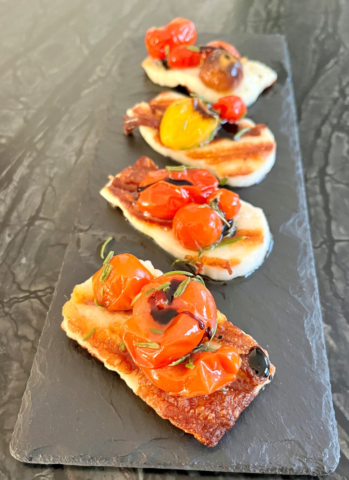 Simple Grilled Halloumi Cheese and Cherry Tomatoes Appetizer