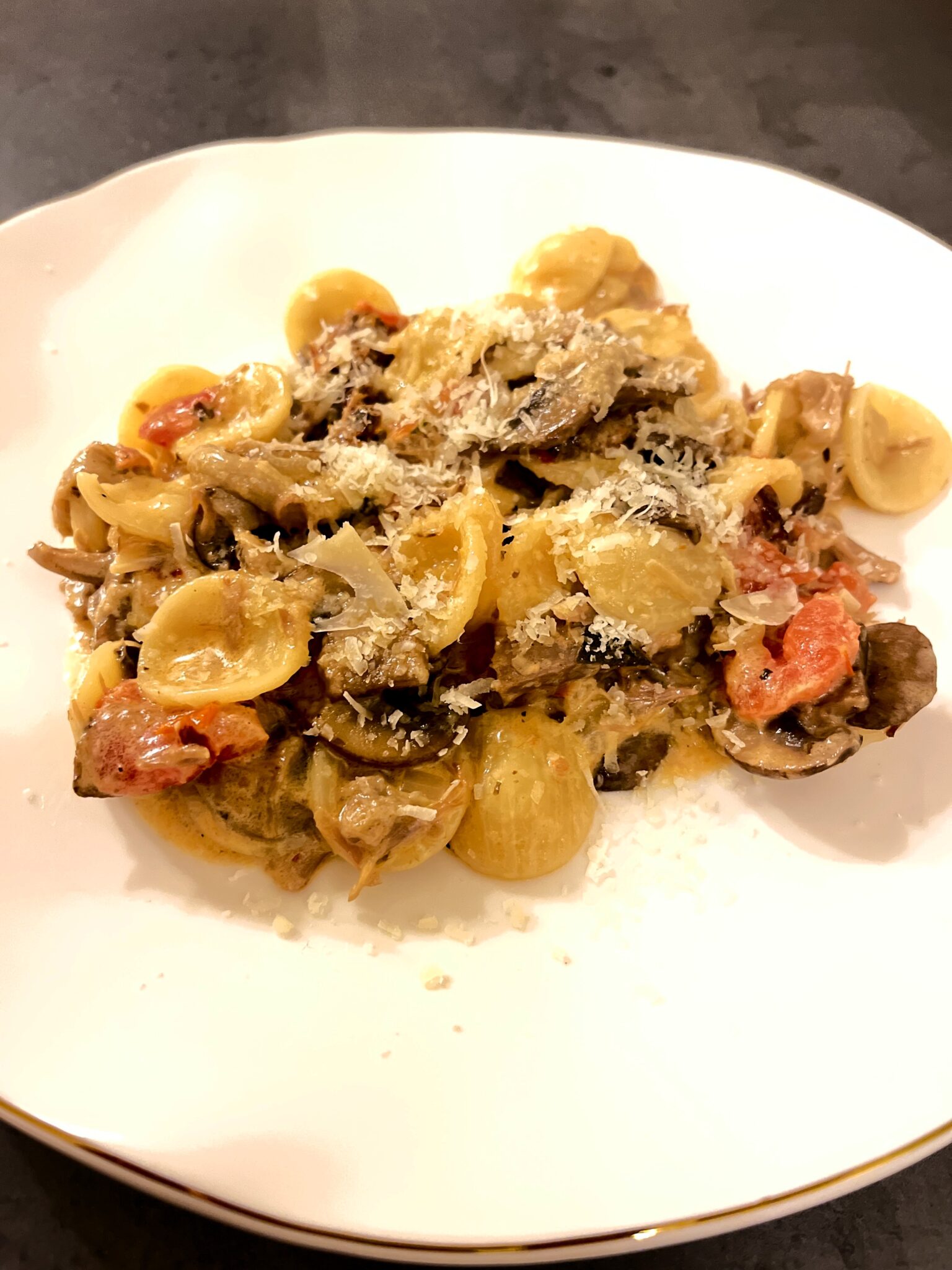 French-Italian Fusion: Pasta Boscaiola With Duck Confit - Corks + Forks